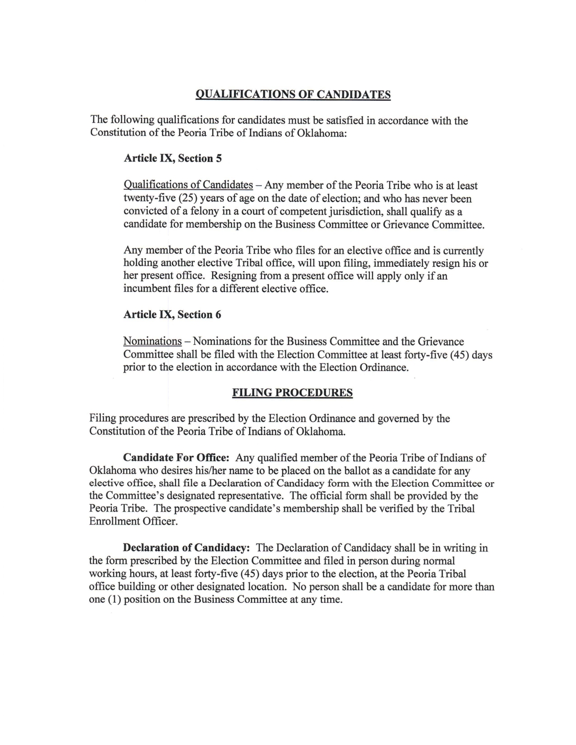 Election Notice – Peoria Tribe Of Indians of Oklahoma