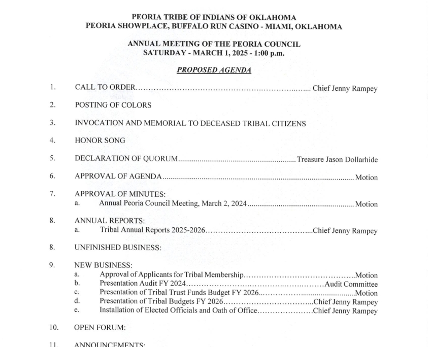 Peoria Tribe Of Indians of Oklahoma – Official Website of the Peoria ...