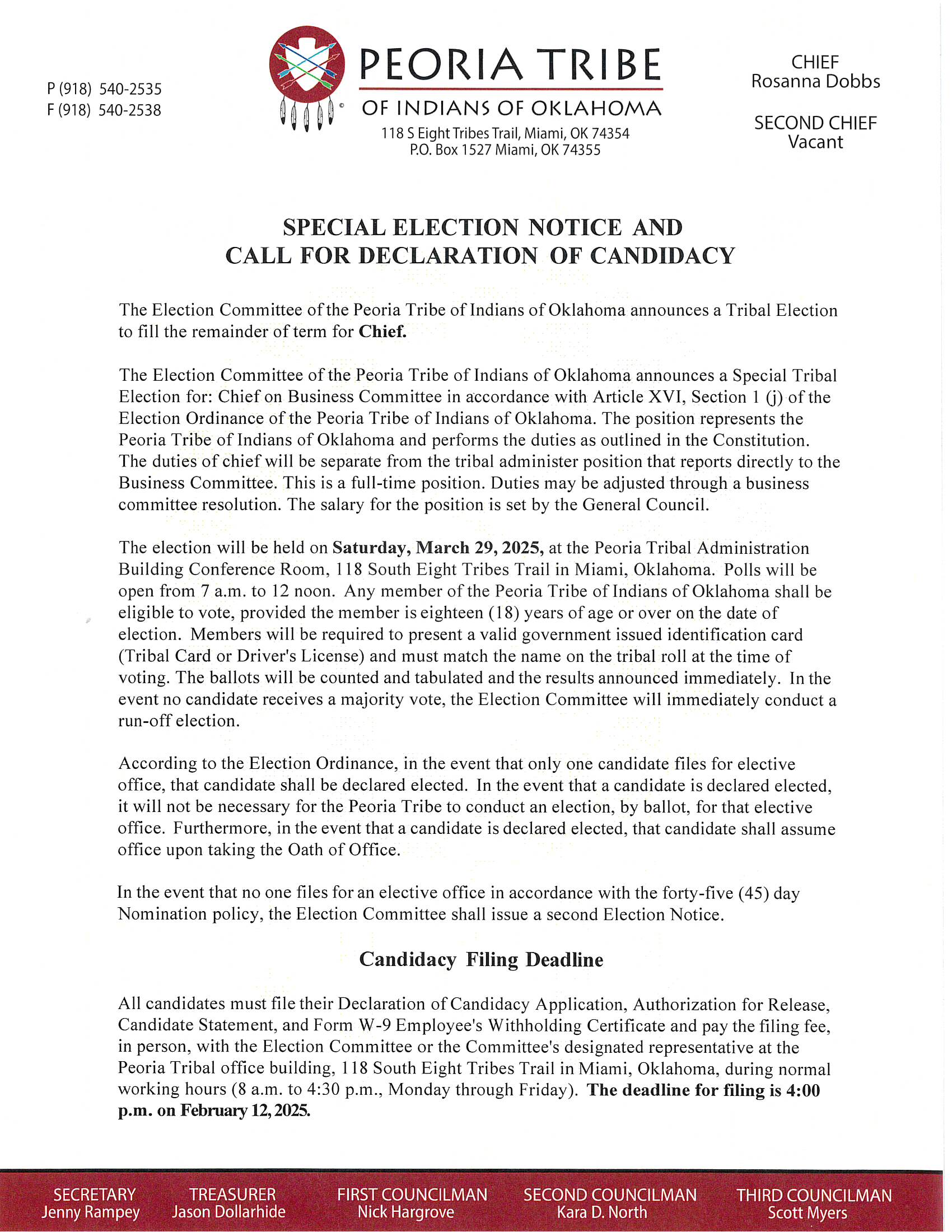 Special Election Notice and Call for Declaration of Candidacy – Peoria ...